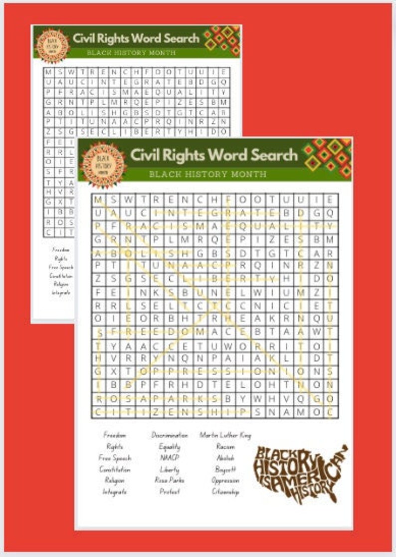 Black History Month Word Search - Etsy