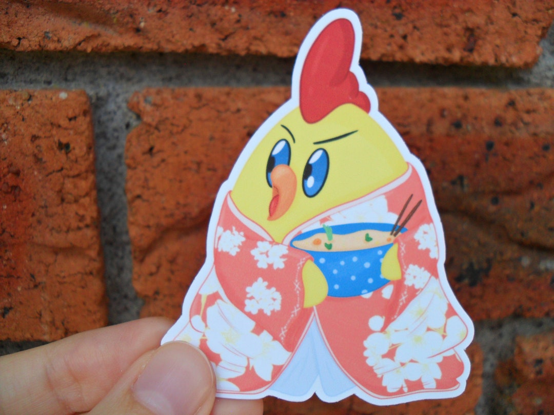 Chicken in Kimono Vinyl Sticker, Chinese Glossy Waterproof Sticker ...