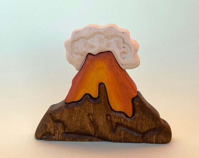 Volcano Wooden Toy, Volcano Puzzle, Waldorf Toy, Handmade Toy - Etsy