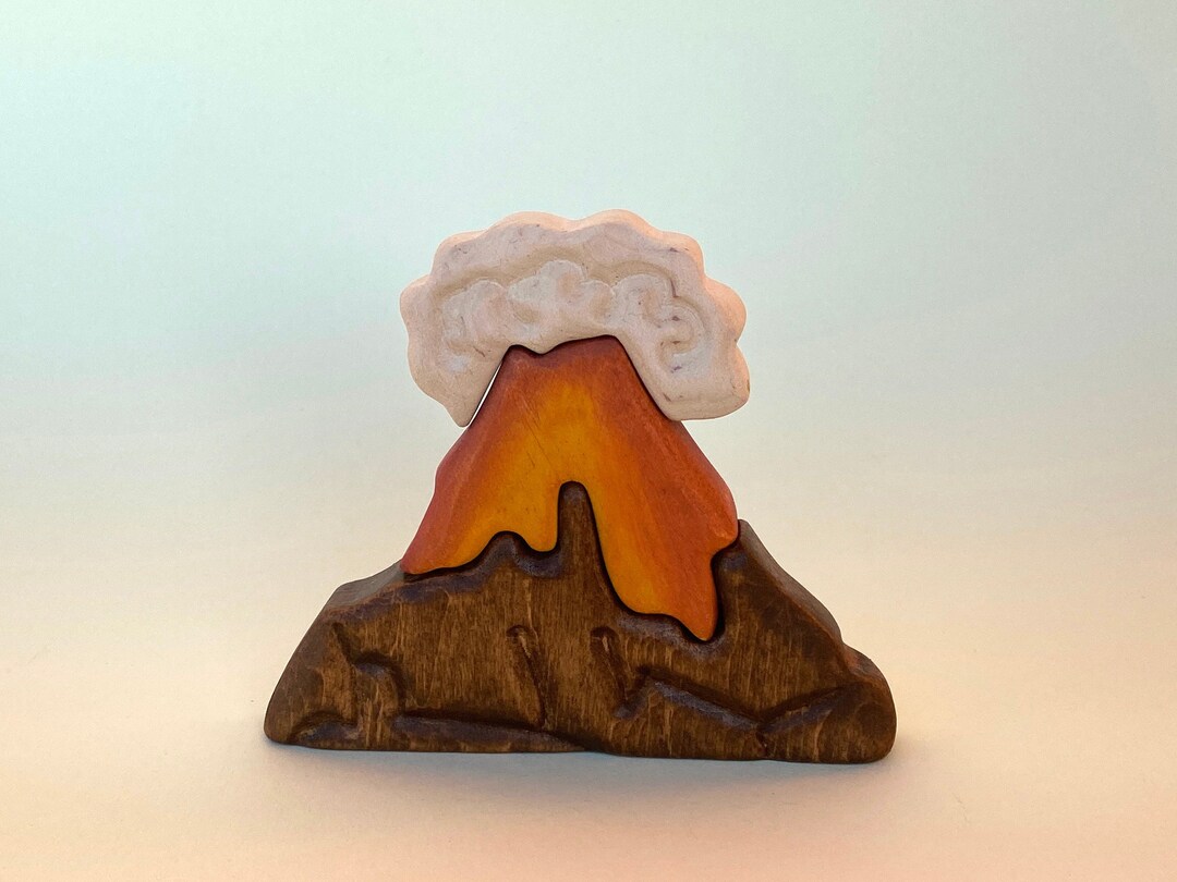 Volcano Wooden Toy, Volcano Puzzle, Waldorf Toy, Handmade Toy - Etsy