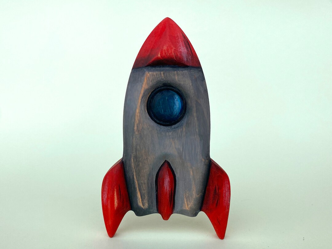 Handmade Alder Wood Spaceship Toy: Rocket Figurine - Etsy
