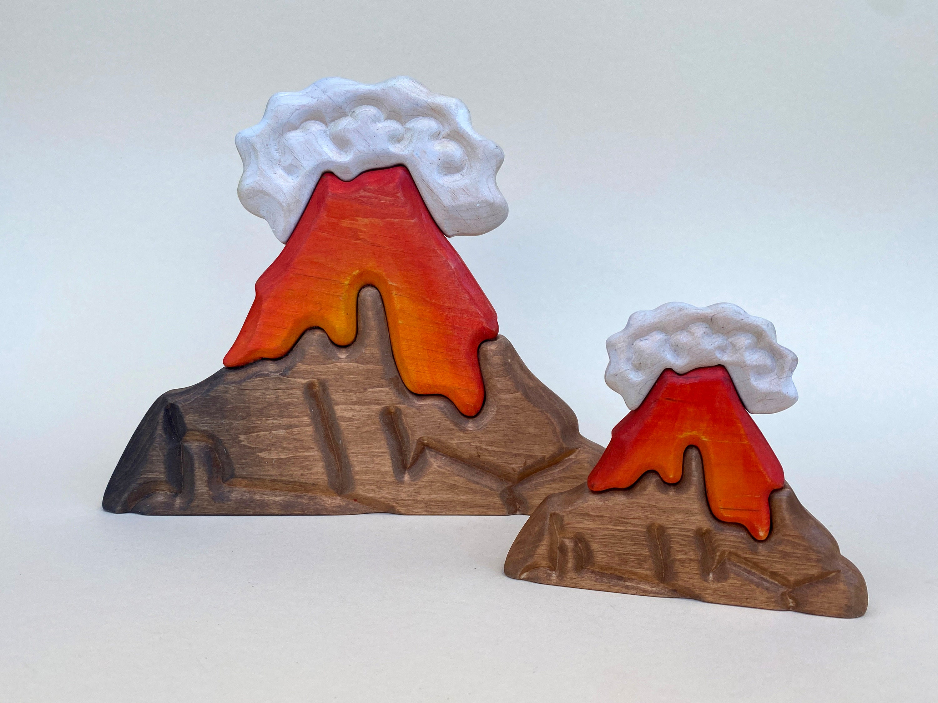 Volcano Wooden Toy, Volcano Puzzle, Waldorf Toy, Handmade Toy - Etsy