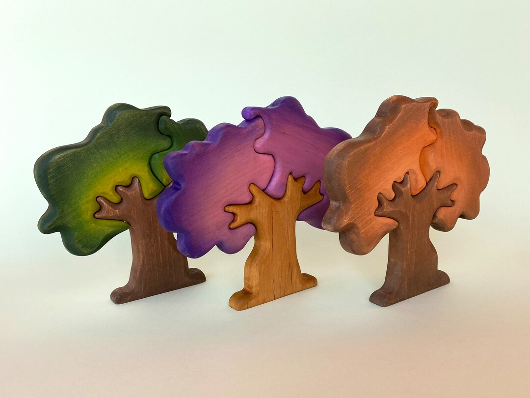 Handmade Oak Wooden Tree Puzzle: Waldorf Forest Toy - Etsy