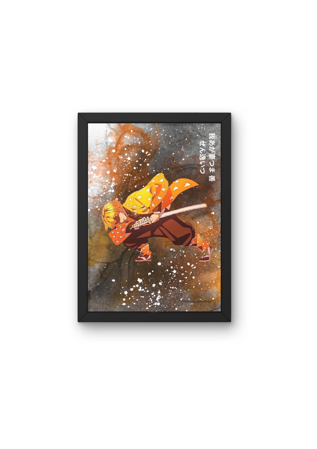 Hand-drawn Zenitsu Agatsuma Poster Anime Art, Sizes A6-A1, Framed or ...