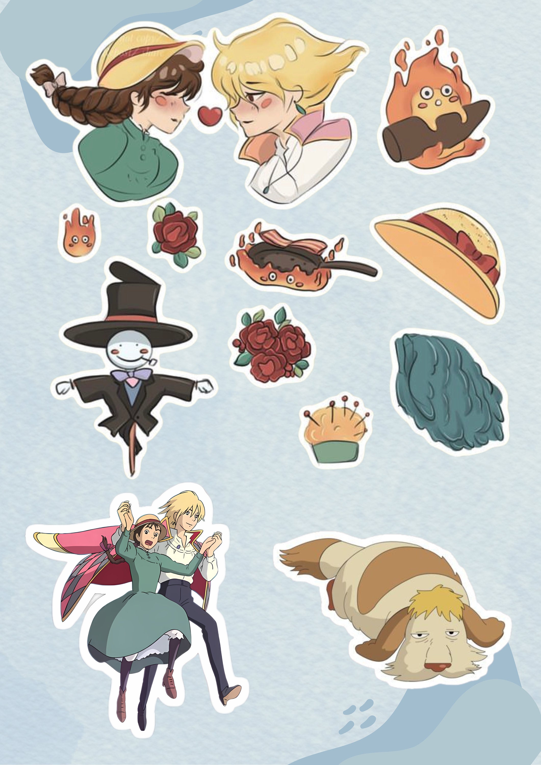 Hand-drawn Howl's Moving Castle Stickers Stickers Studio Ghibli Art ...