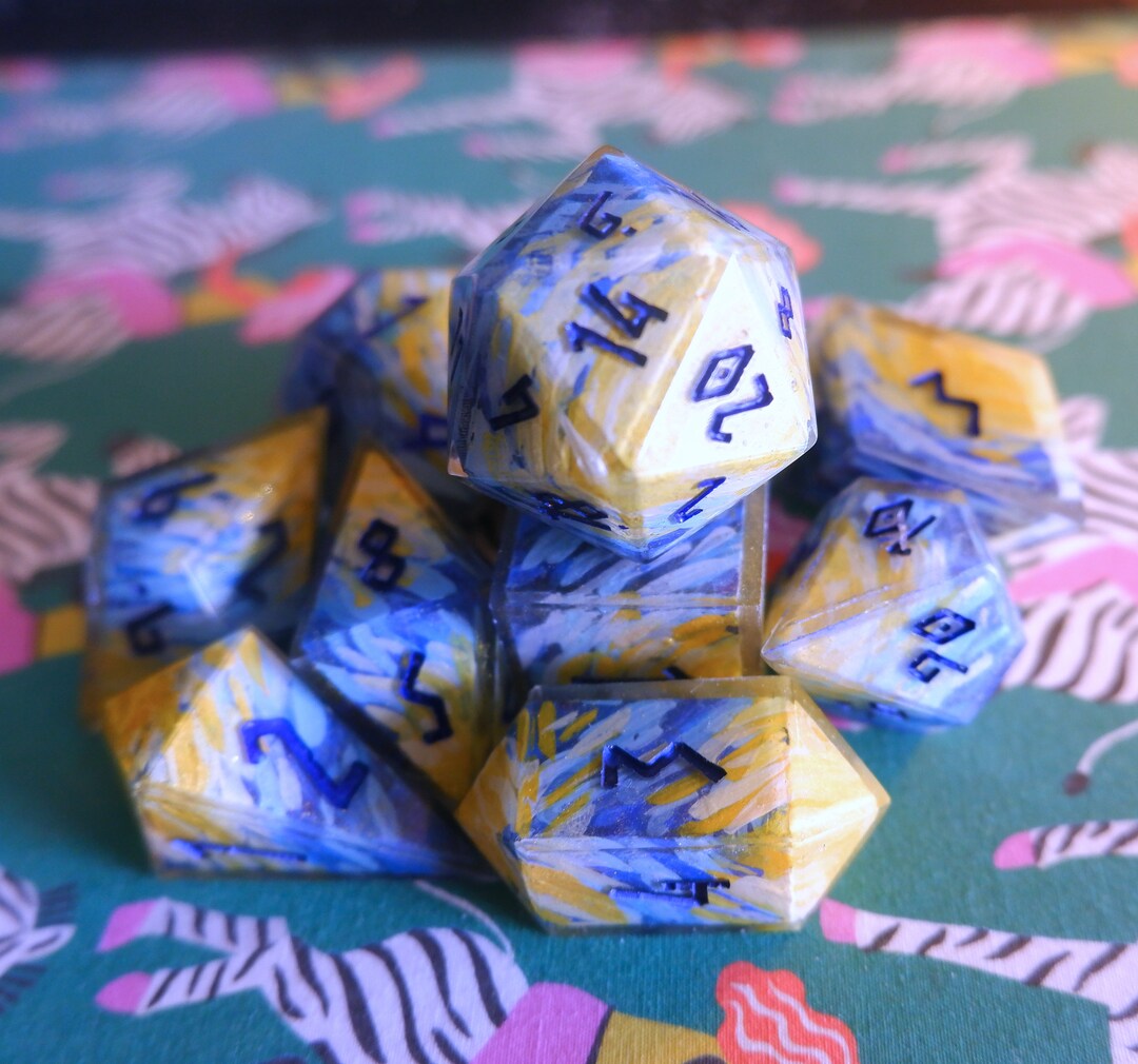 Hand Painted Van Gogh Polyhedral Dice for D&D and TTRPG - Etsy