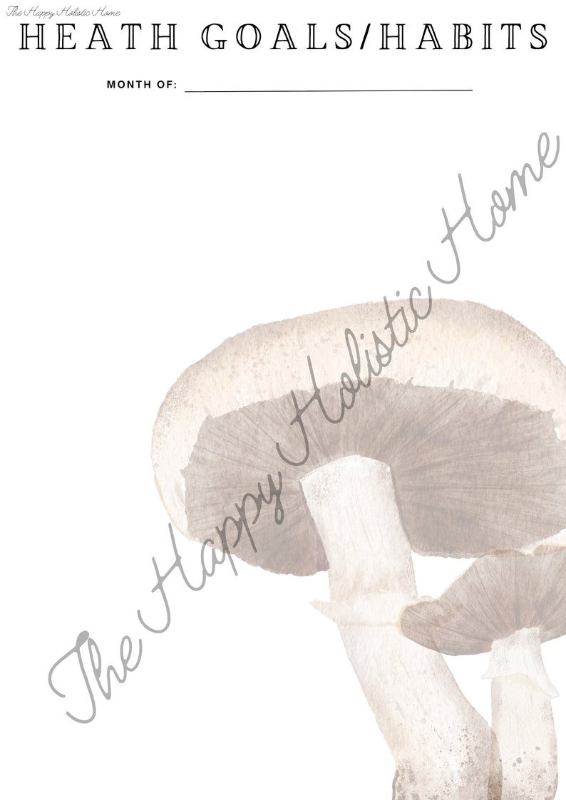 Watercolor Mushroom - the Happy Holistic Home Organization Printable - Etsy