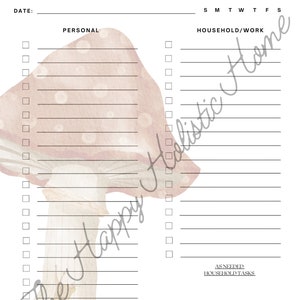 Watercolor Mushroom - the Happy Holistic Home Organization Printable - Etsy