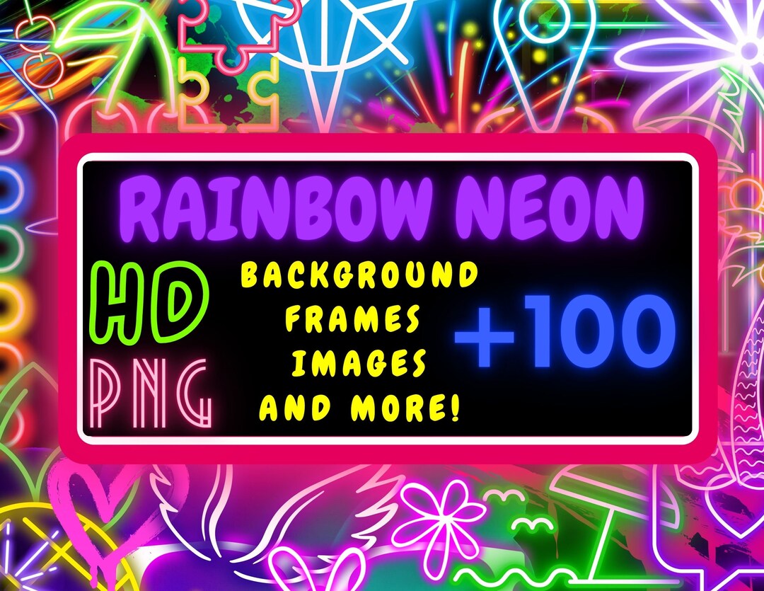 RAINBOW NEON 100 Hd Images Frames Background Decorative Element Bundle ...