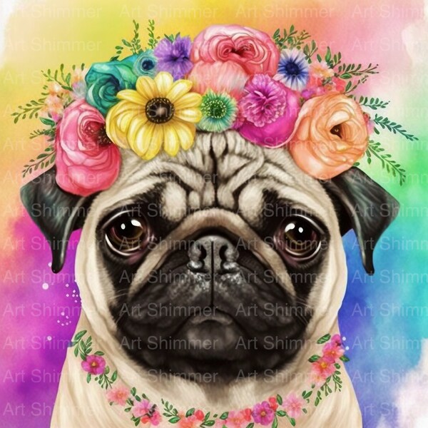 Pug Watercolor - Etsy