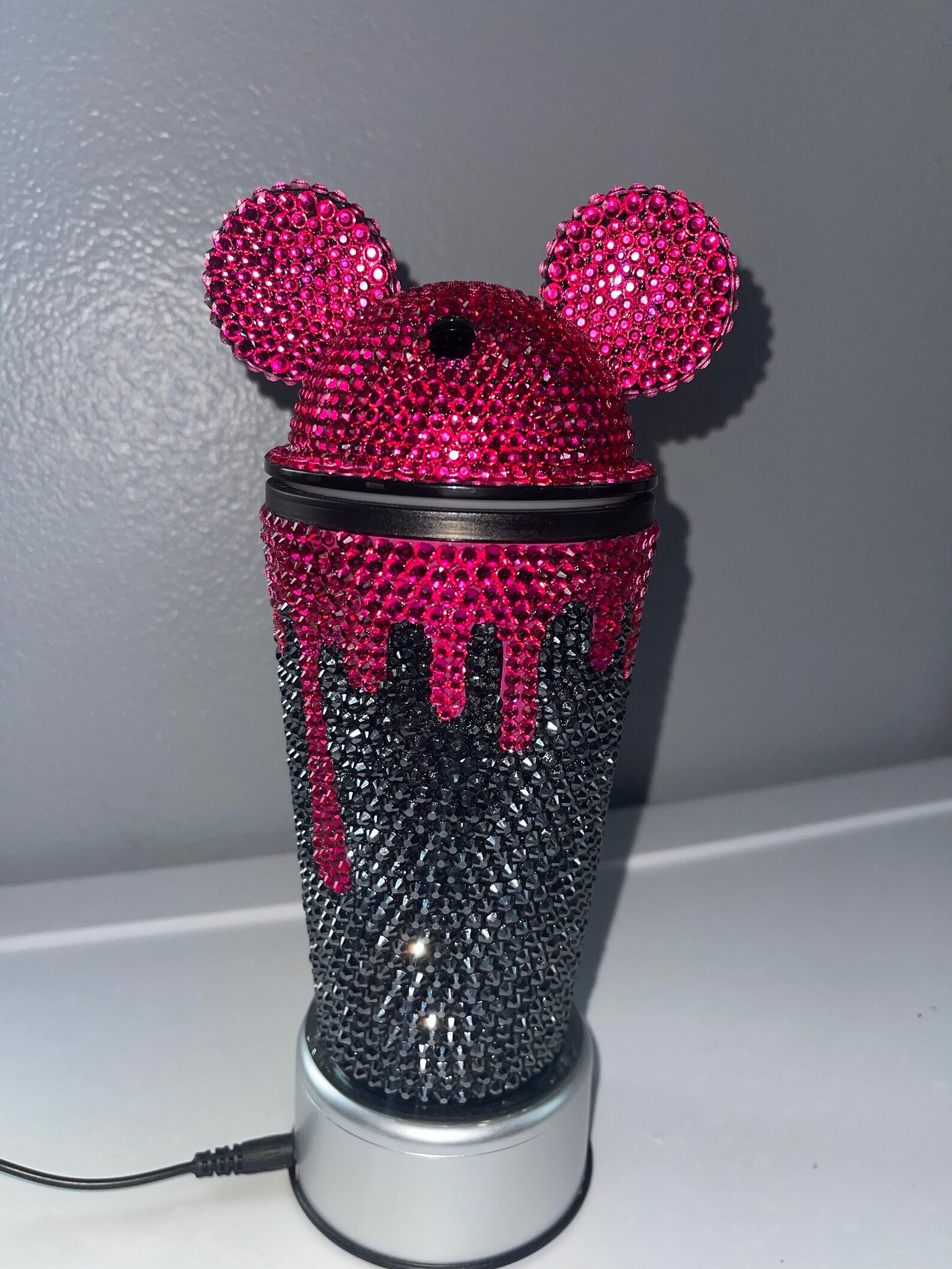 Hot Pink and Hermatite Black Mickey Ears Drip Cup/ Tumbler - Etsy