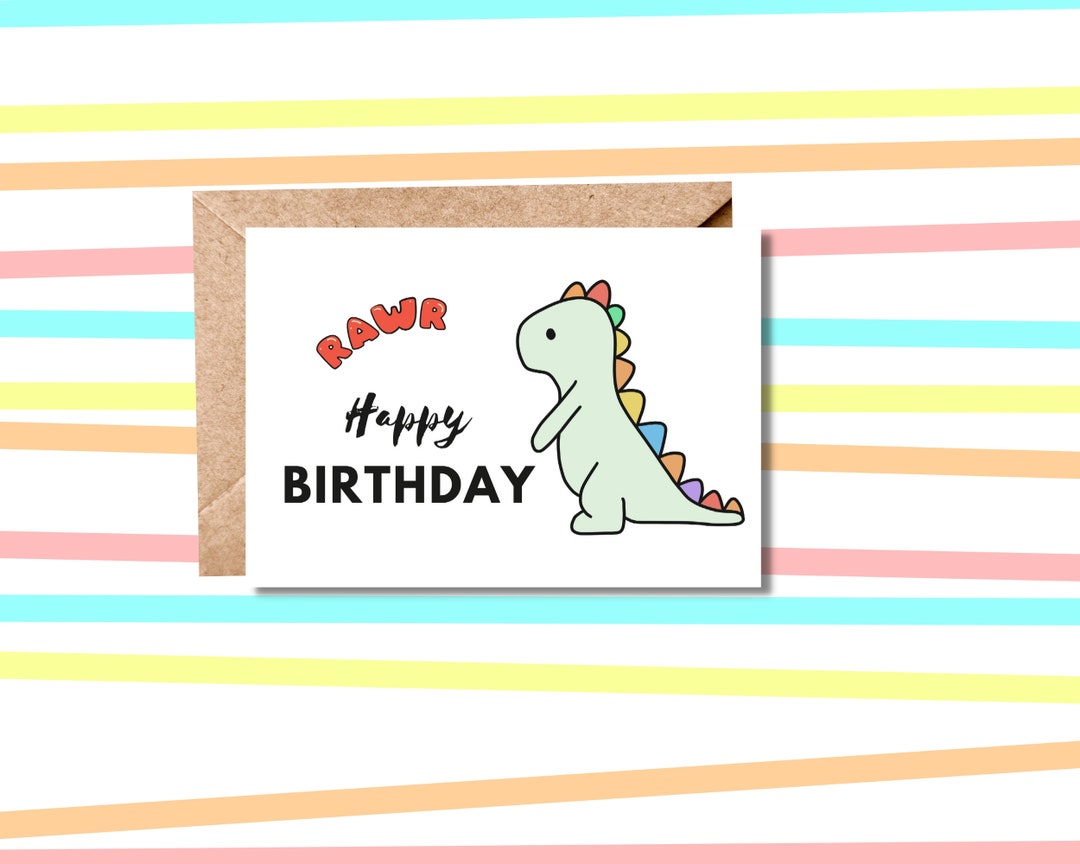 RAWR Dinosaur Theme Birthday Card / Instant Download & Printable Tent ...