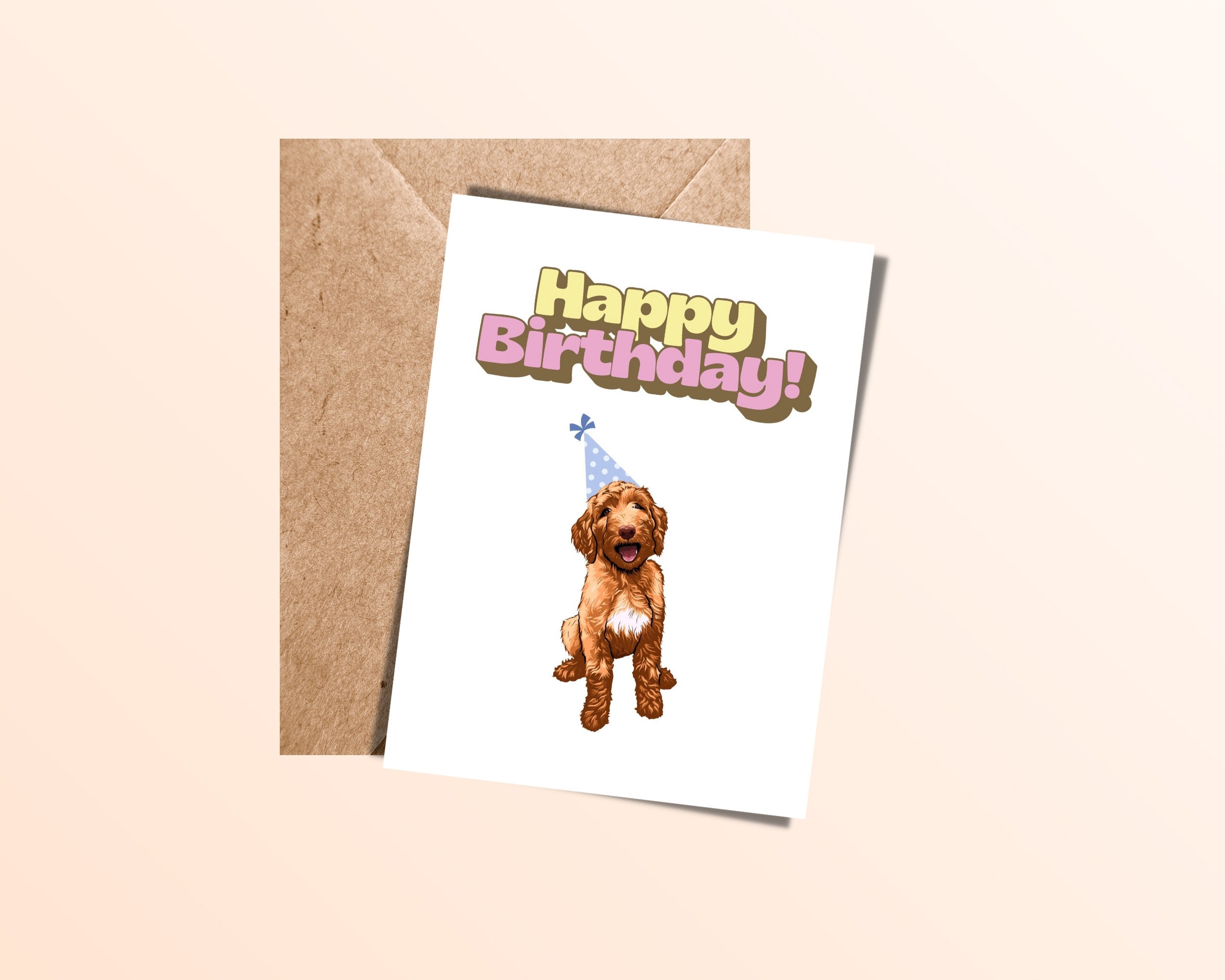 Golden Doodle Happy Birthday Greeting Card / 5x7 Printable Digital ...