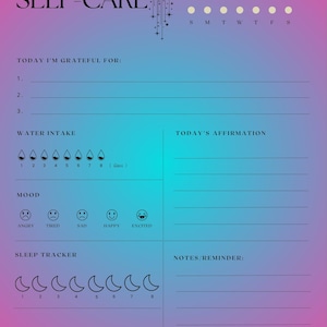 Printable Daily Self Care Planner, Instant Download, Self Care Template ...