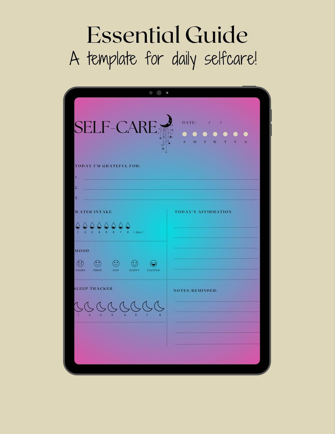 Printable Daily Self Care Planner, Instant Download, Self Care Template ...