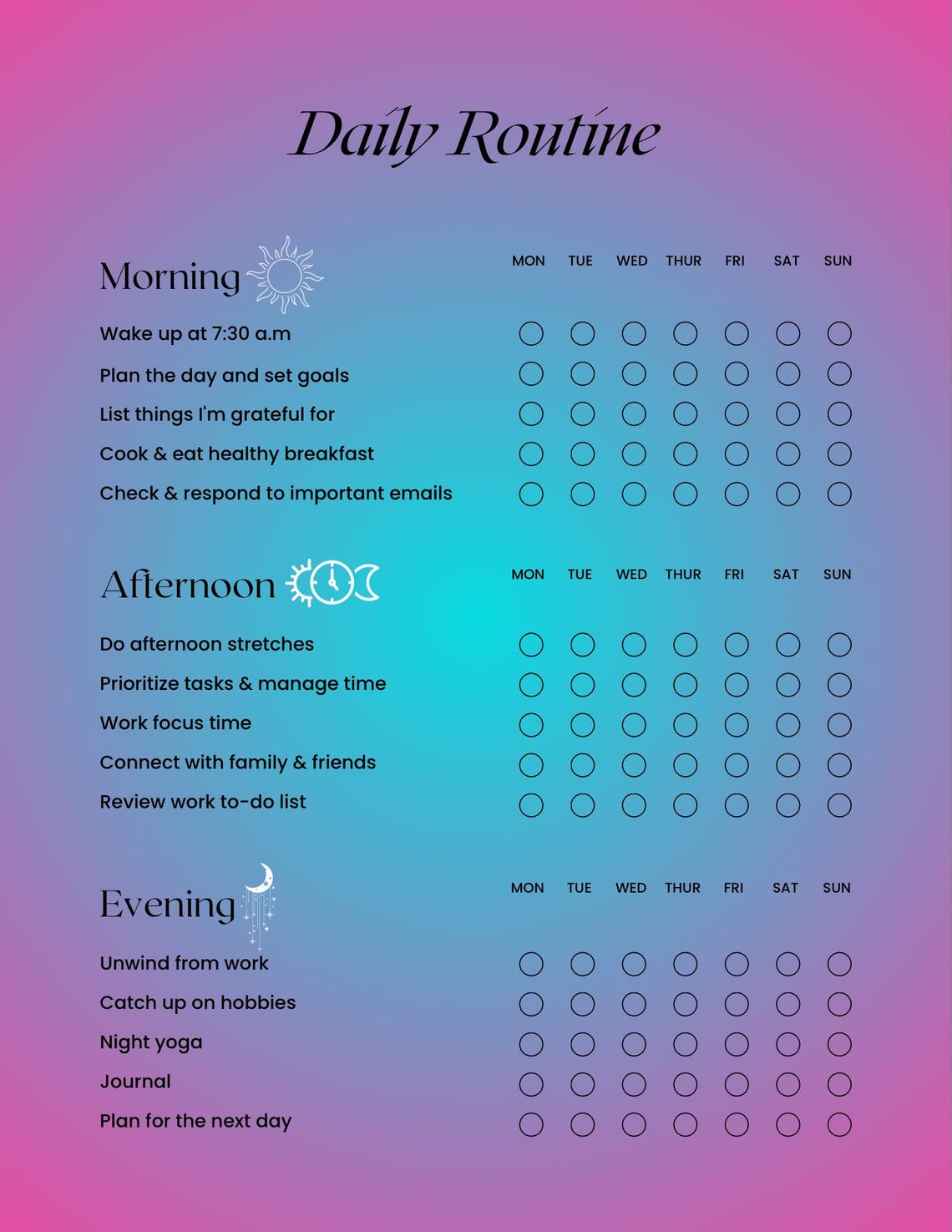 Printable Daily Routine Planner, Instant Download, Daily Routine ...