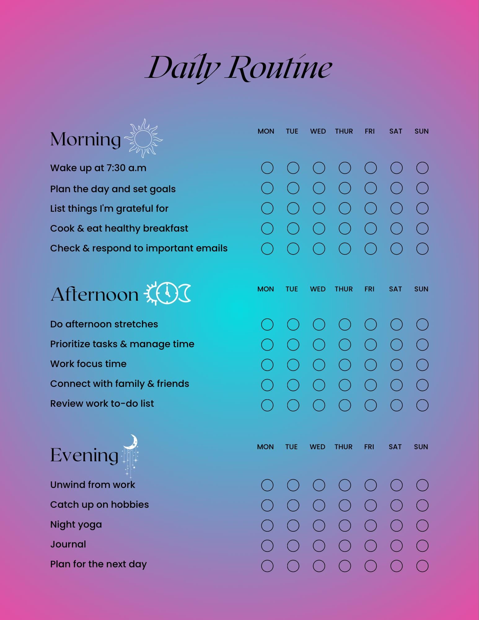 Printable Daily Routine Planner, Instant Download, Daily Routine ...