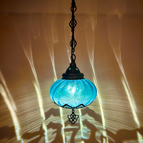 Blue Glass Pendant Light - Etsy