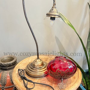 Red Turkish Table Lamp: Swan Neck Mosaic Desk Light - Etsy