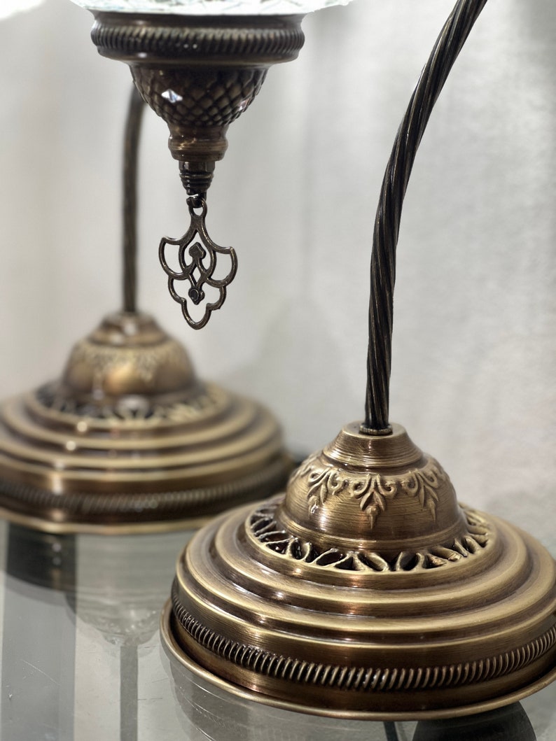 Turkish Table Lamp: Red Glass Antique Brass Night Light - Etsy
