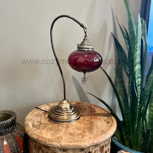 Red Turkish Table Lamp: Swan Neck Mosaic Desk Light - Etsy