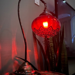 Red Turkish Table Lamp: Swan Neck Mosaic Desk Light - Etsy