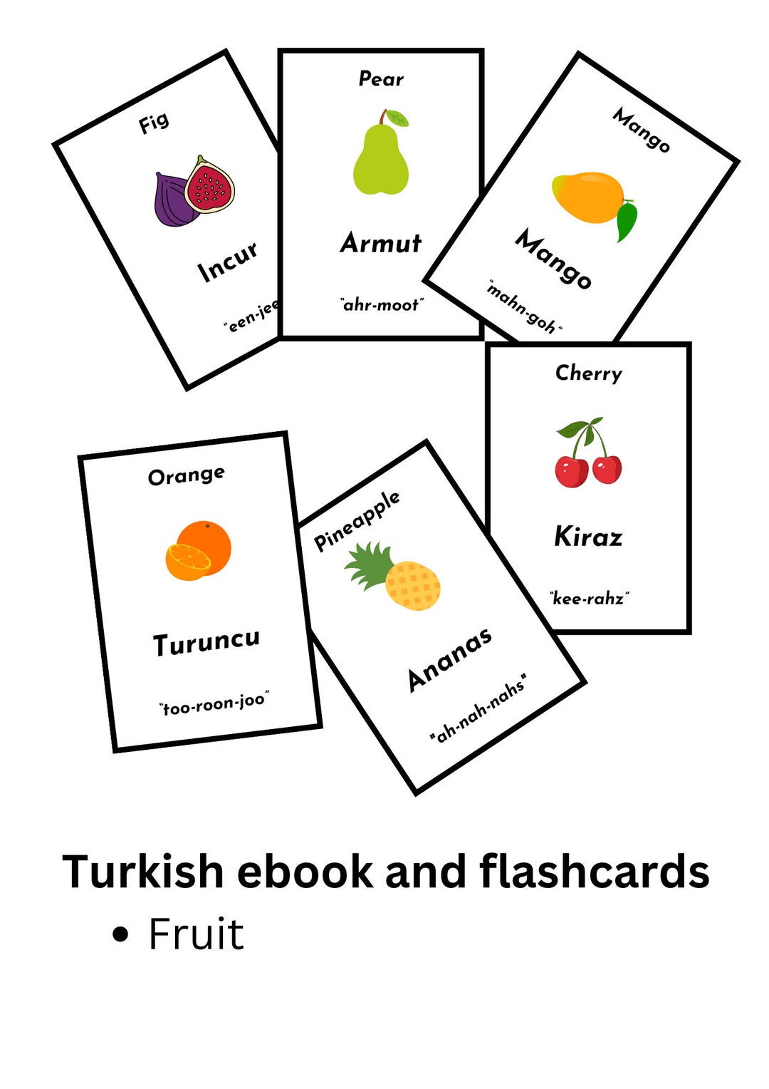 Turkish Fruit Digital Download flashcards, Ebook and Printable - Etsy