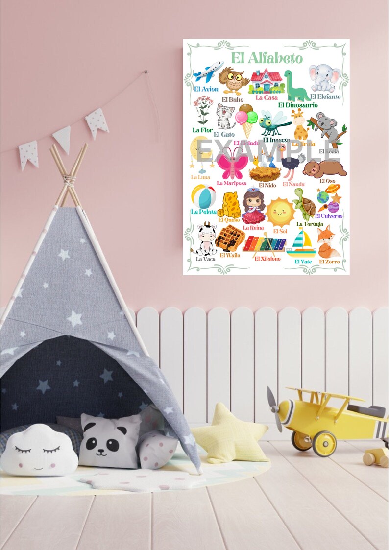 Spanish Alphabet Poster for Children/ Nurserys Digital - Etsy