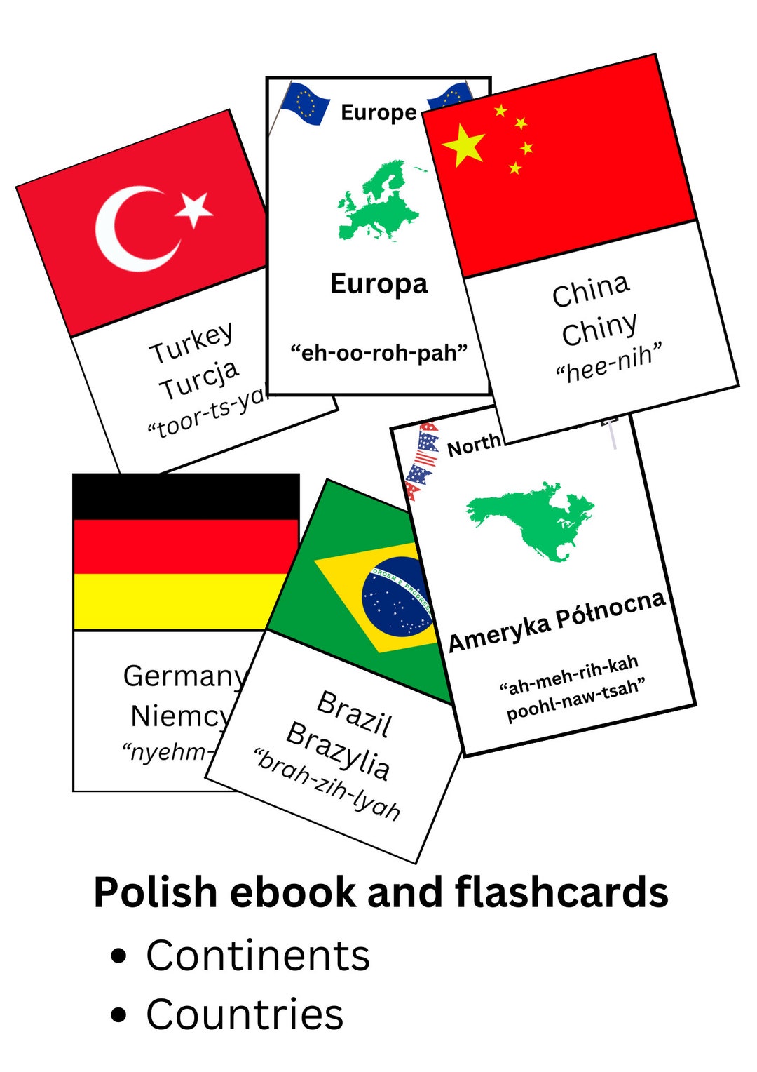 Polish Continents and Countries Digital Download flashcards, Ebook and ...