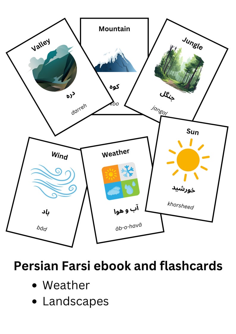 Farsi Weather and Landscapes Digital Download (flashcards, Ebook and ...