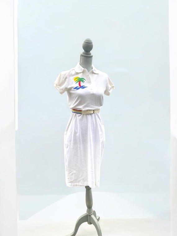 1970s Vintage Vicky Vaughn Junior Dress, Palm Tree Pr… - Gem