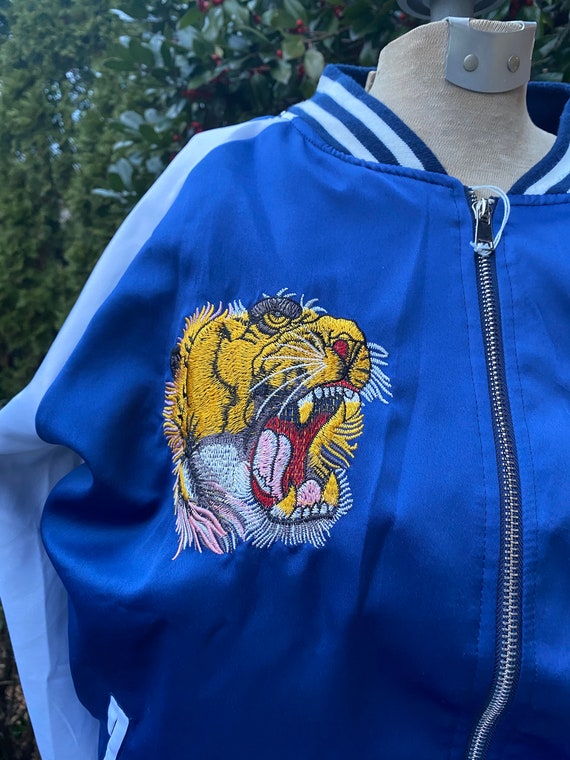 Tiger Varsity Jacket, Satin Varsity Jacket - Gem