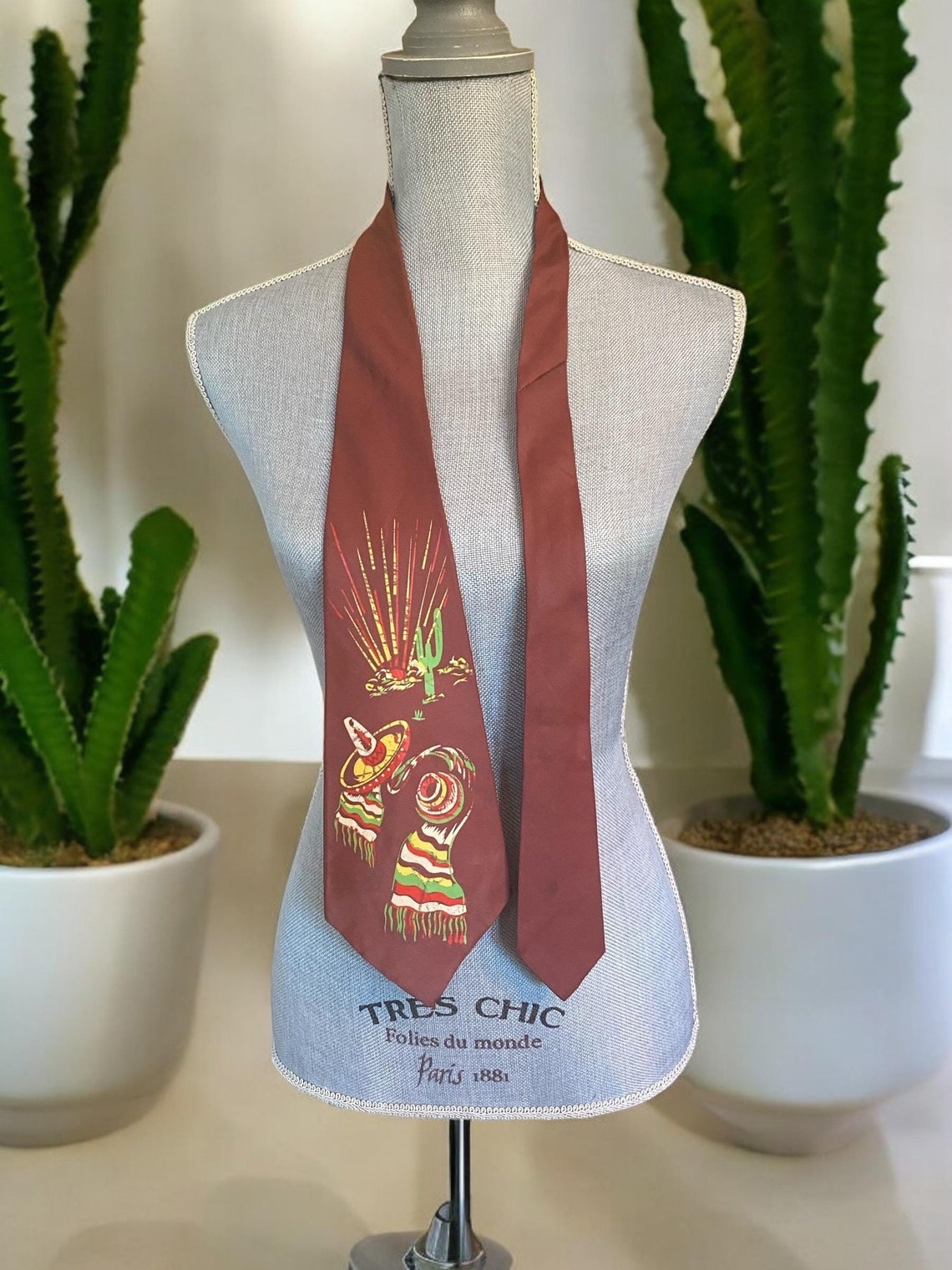 Vintage 1940s Hand-painted Necktie, Mexican Design, Rockabilly Style - Etsy