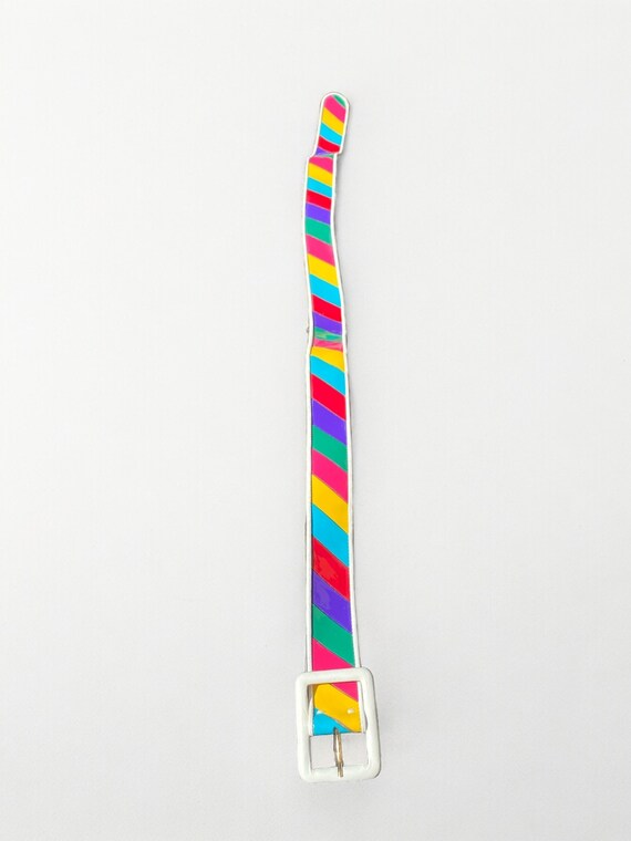 Vintage Givenchy Rainbow Belt, 80s Multi-Color Stripe… - Gem
