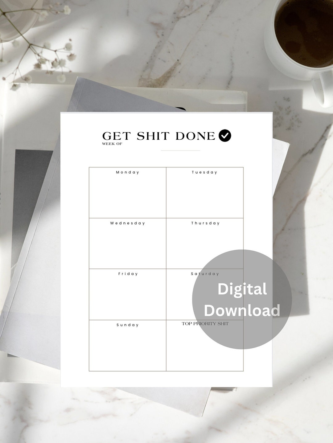 Get Sht Done Weekly Planner Printable to Do List Verticle - Etsy
