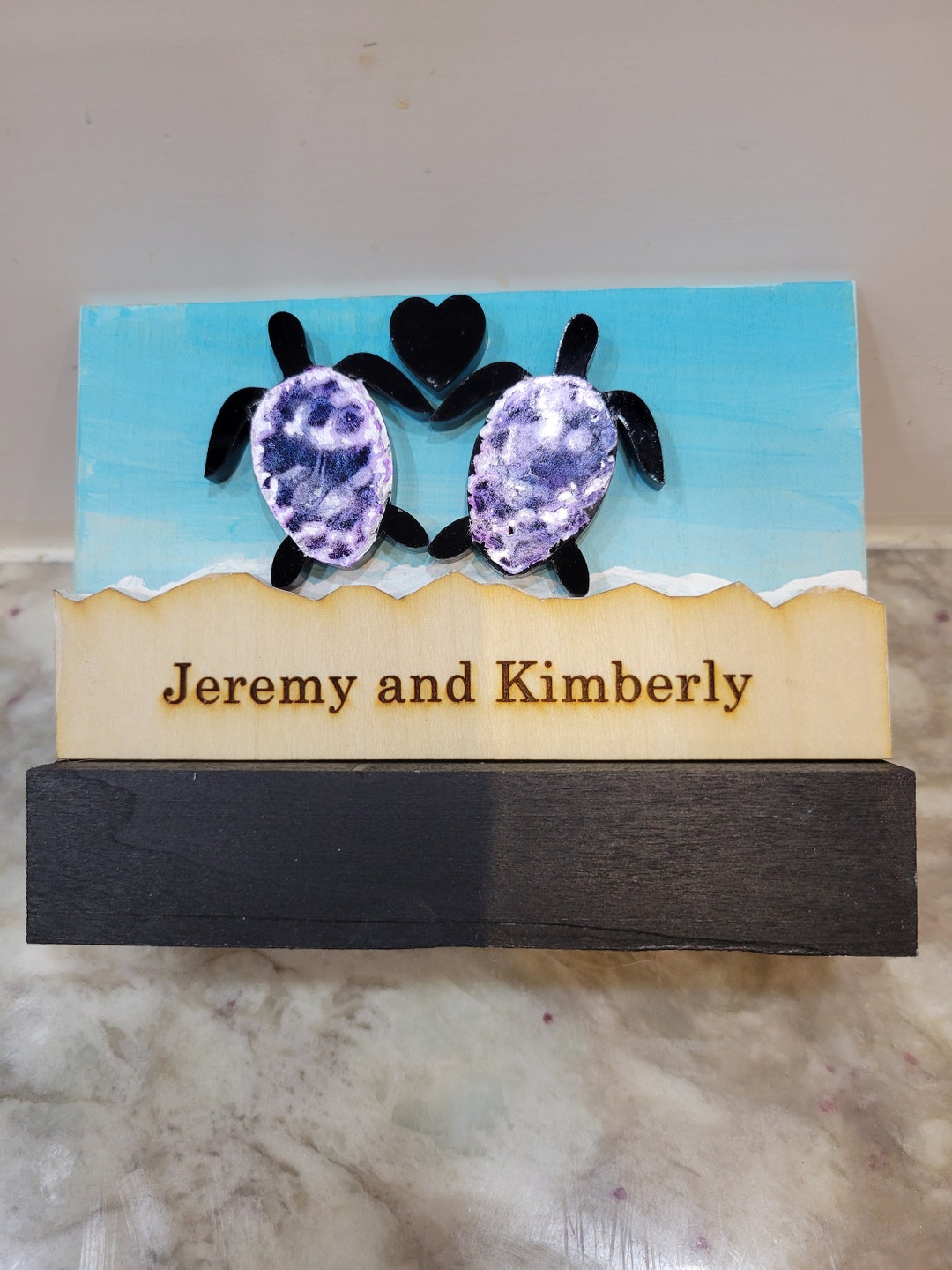 Sea Turtles in Love Customizable Art Couple Gift Anniversary Gift ...