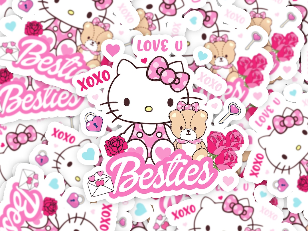 Besties Kawaii Kitty Sticker Best Friends - Etsy