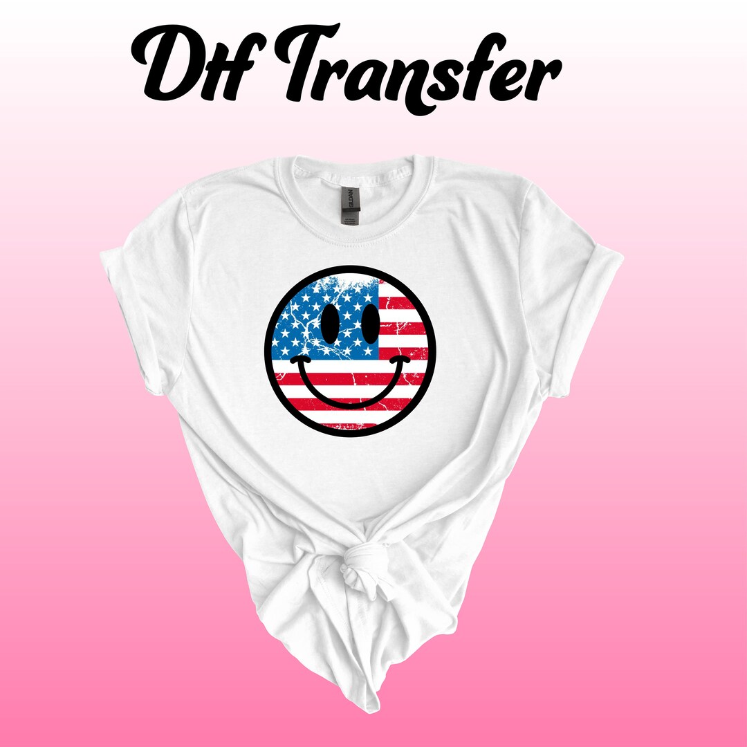 Smiley Face DTF Transfer 4th of July DTF Transfer Iron on Transfer Heat ...