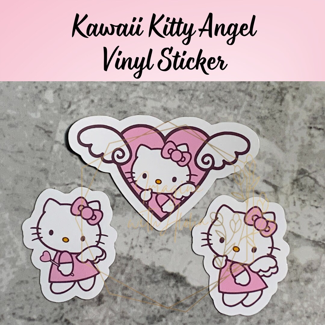 Kawaii Kitty Angel Vinyl Sticker - Etsy