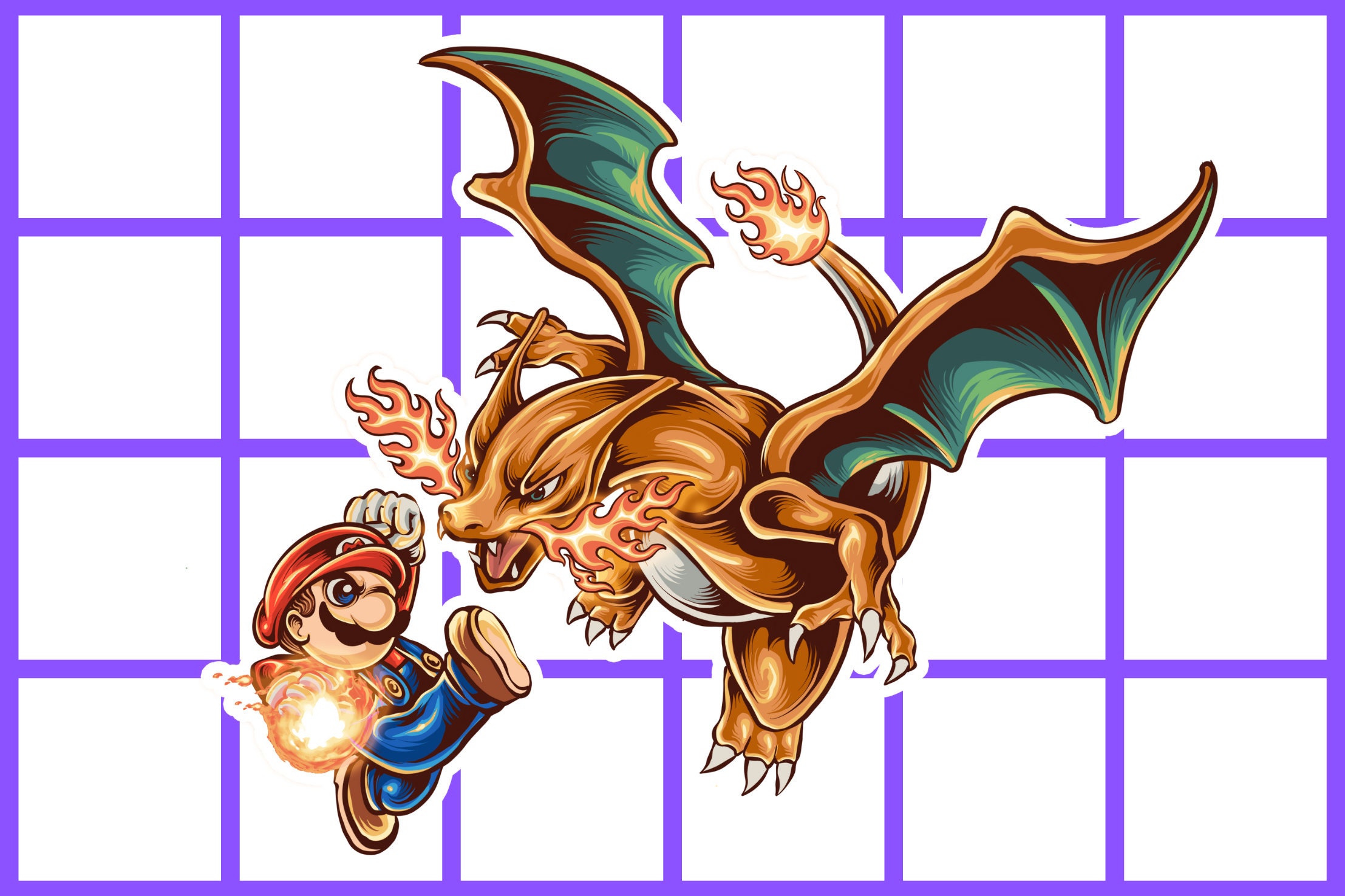 Charizard Mario Sticker Pokemon Sticker Gift Anime Sticker Cute ...