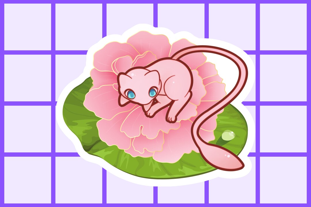 Mew Sticker Pokemon Sticker Gift Anime Sticker Cute Mew Chibi Sticker ...