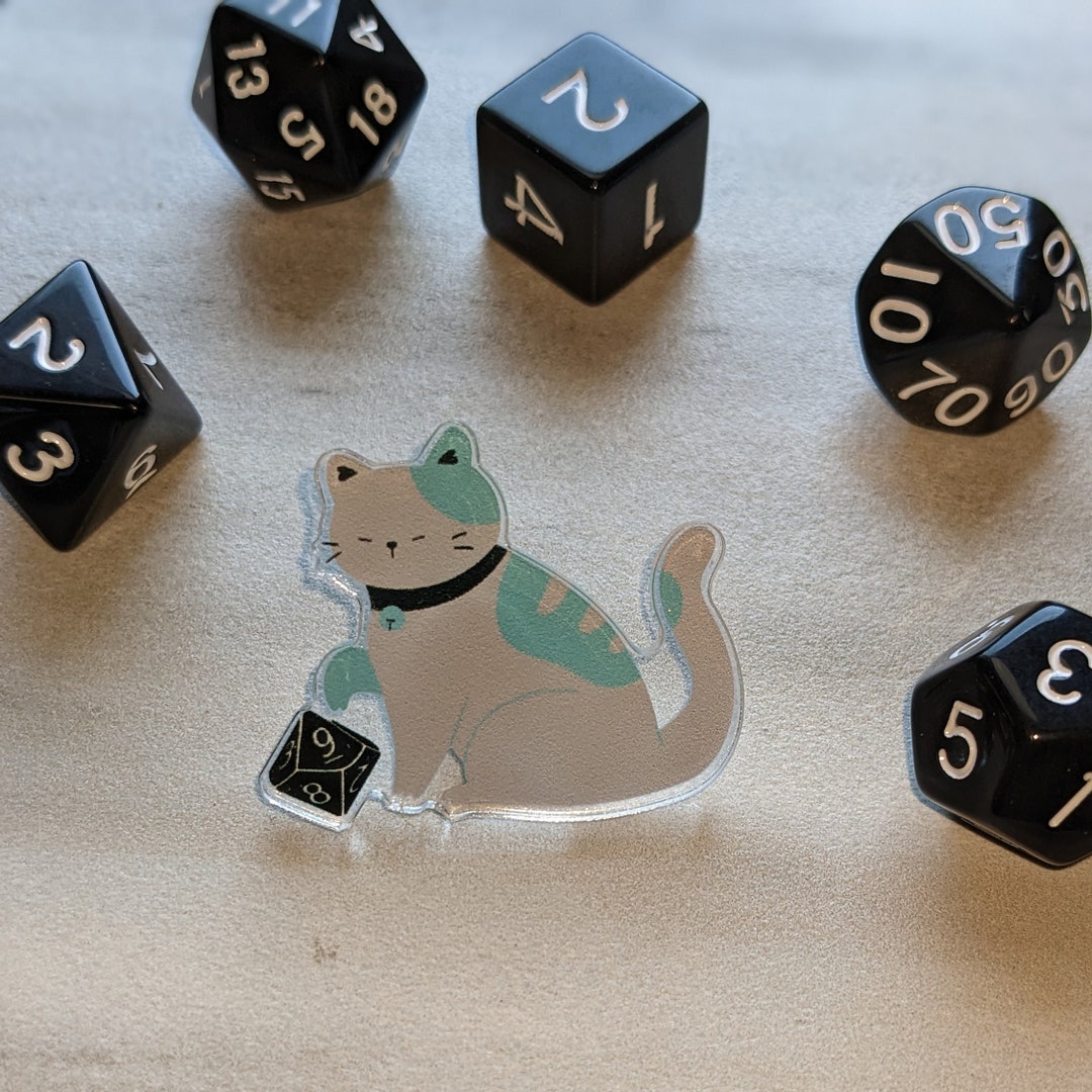 Dnd Pin Dice Cat Pins Acrylic Pin RPG Pin Dungeons and - Etsy