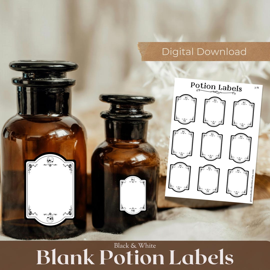 Potion Labels Printable, Apothecary Labels, Wizard Blank Labels, Gothic ...