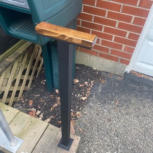 Oak Wood/ Steel Single Post Handrail: , 34-38" Height - Etsy
