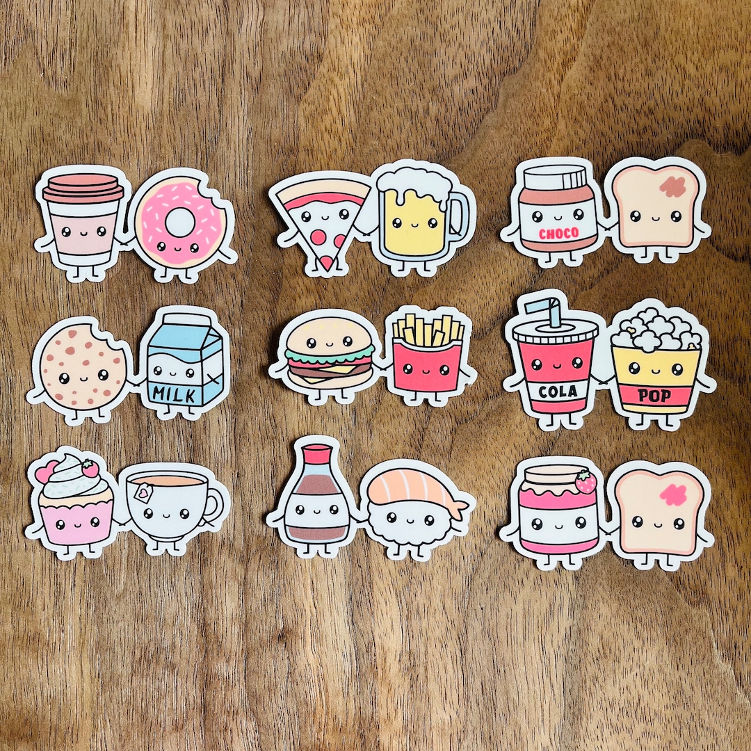 Buy 9 Kawaii Food Duo Stickers Perfect Pair Sticker Set Cute Food ...