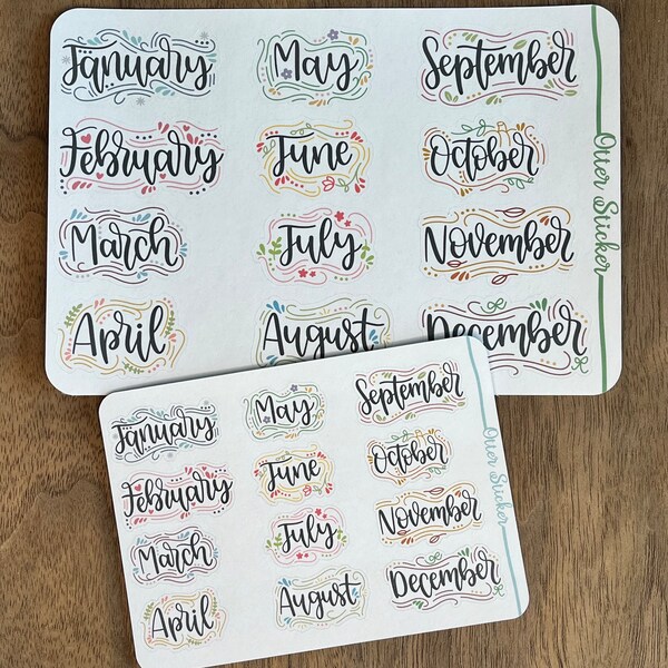 Month Stickers - Etsy