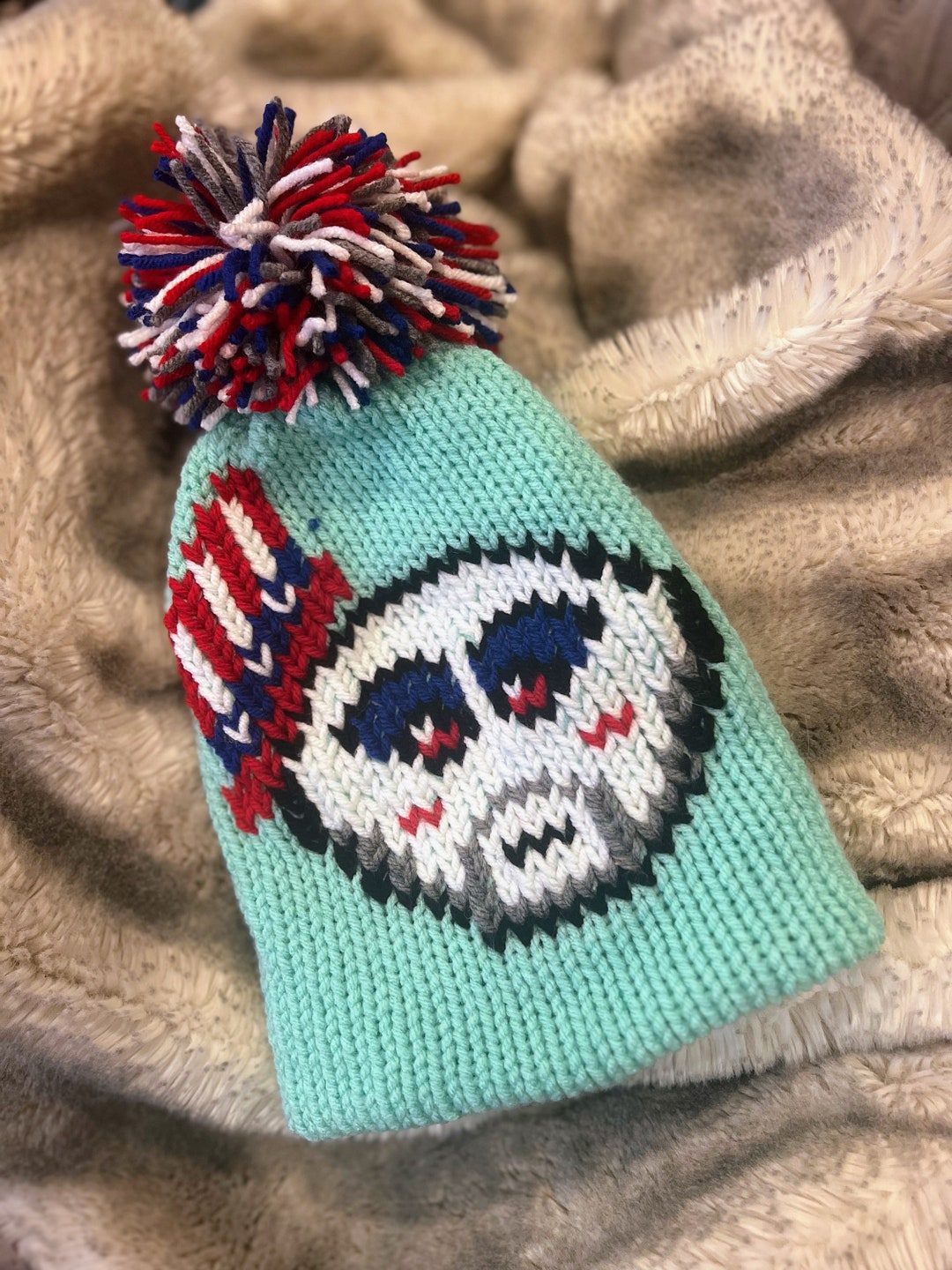 Captain Spaulding Beanie With Jumbo Pom Pom Handmade Knit Winter ...