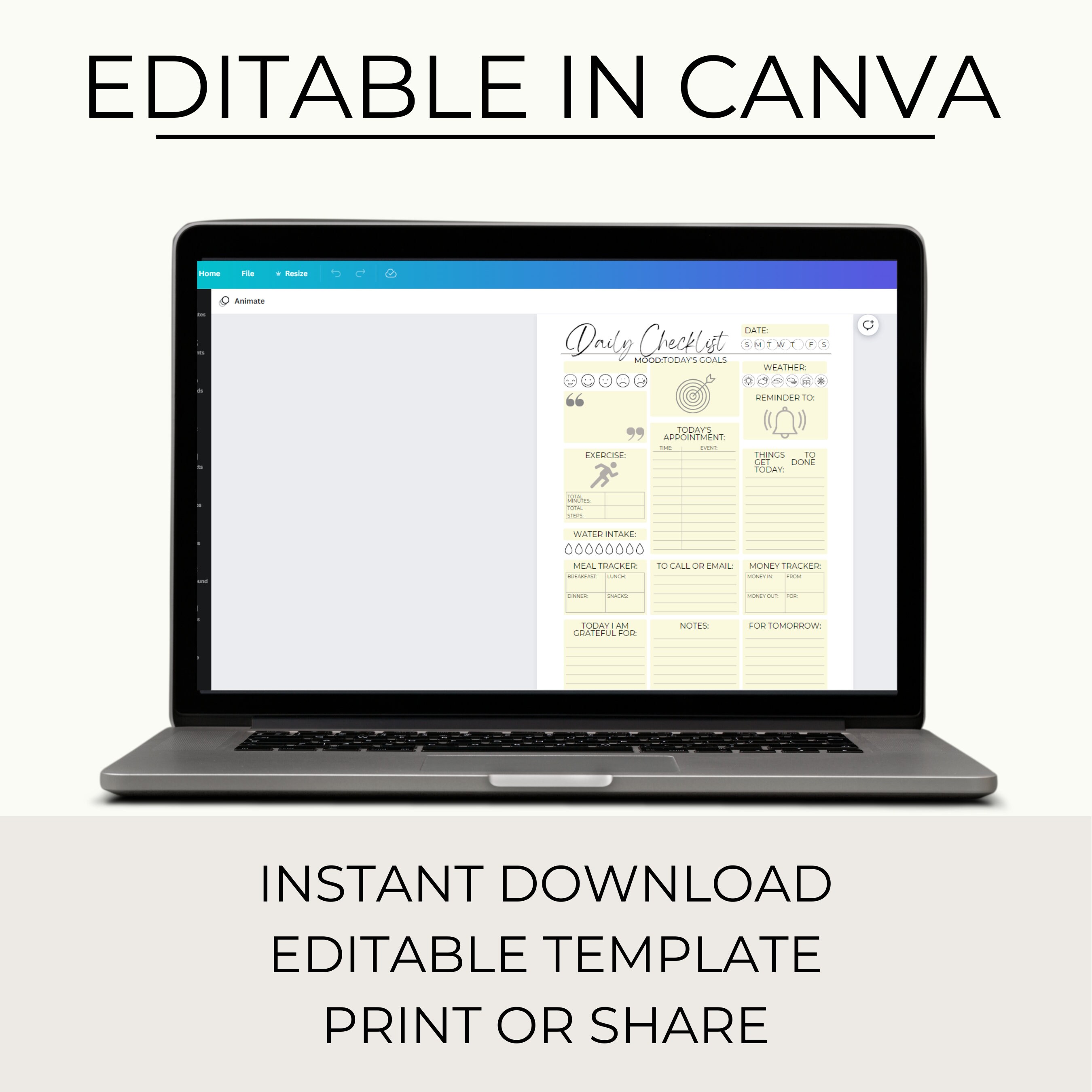 Digital Daily Checklist, Printable, Daily Tasks, to Do List, Checklist ...