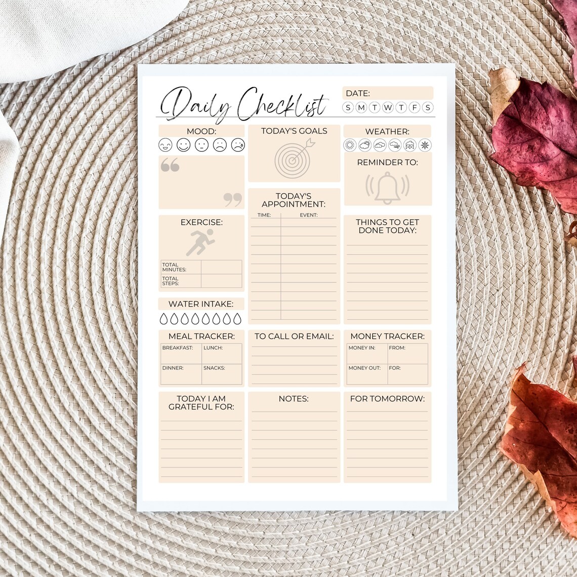 Daily Checklist Printable Editable Daily Tasks to Do List - Etsy Australia