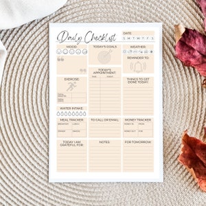Digital Daily Checklist, Printable, Daily Tasks, to Do List, Checklist ...